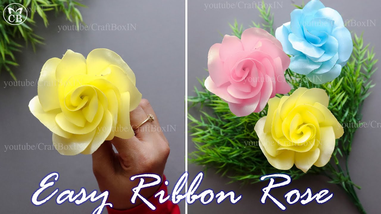 DIY Satin Ribbon Rose flowers | How to make ribbon rose | Ribbon ...