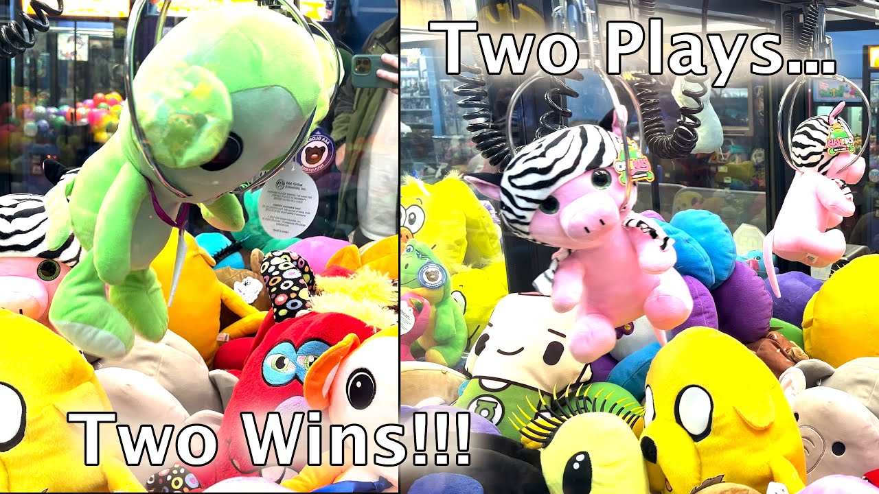 Two Play - Two Wins! Claw Machine Magic! EXCITED KIDS!!! - YouTube