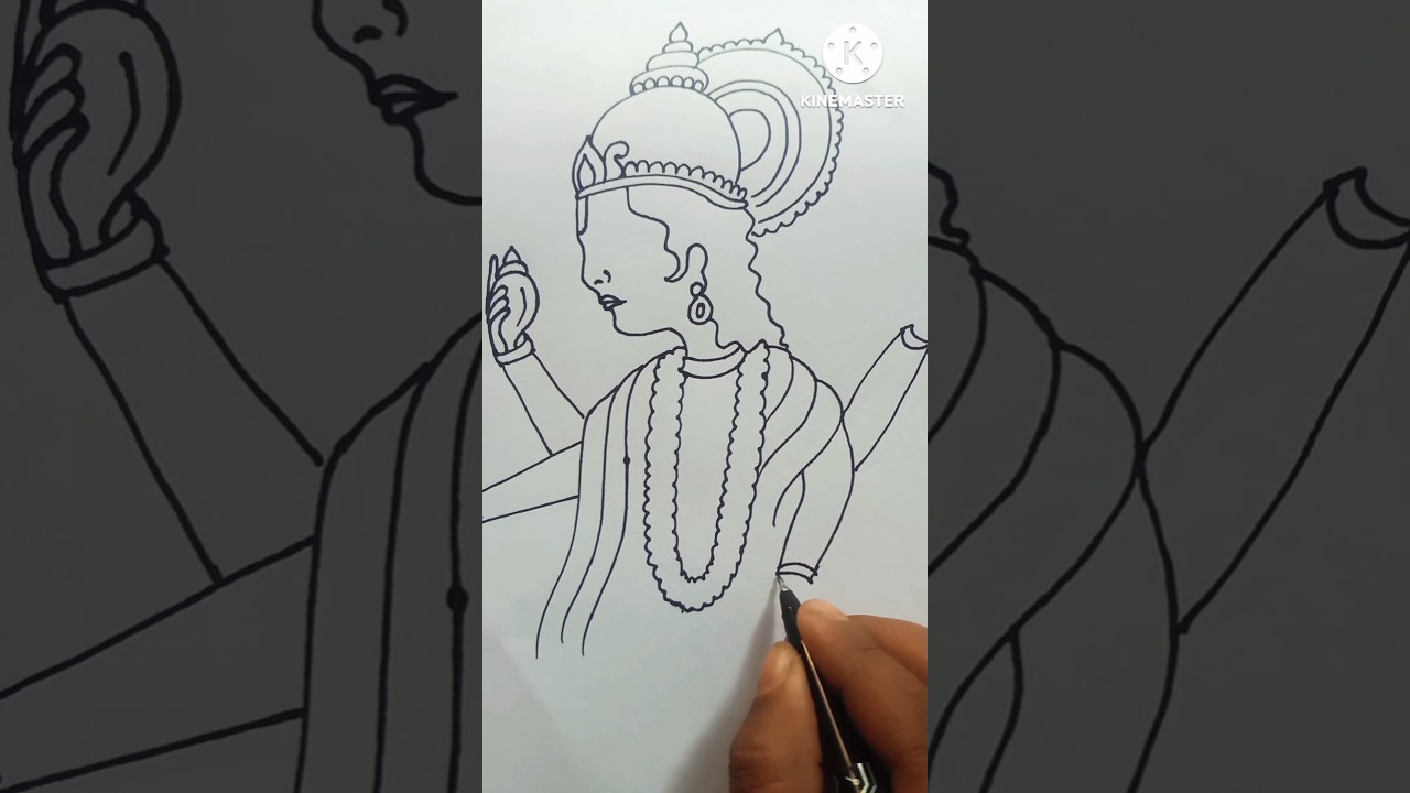 Quick simple and easy drawing of Lord Vishnu/Lord Narayan # yt shorts ...