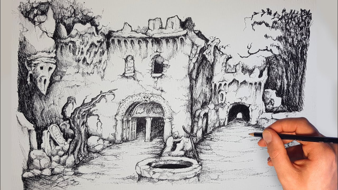 Spookslot Efteling tekenen (Sloop Spookslot) EMIEL SCHAAP - YouTube