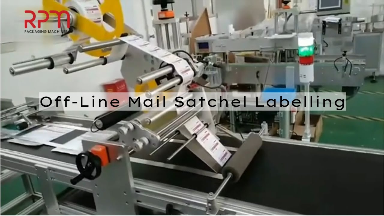 RPM Packaging Machinery - Off-Line Mail Satchel Labelling - YouTube
