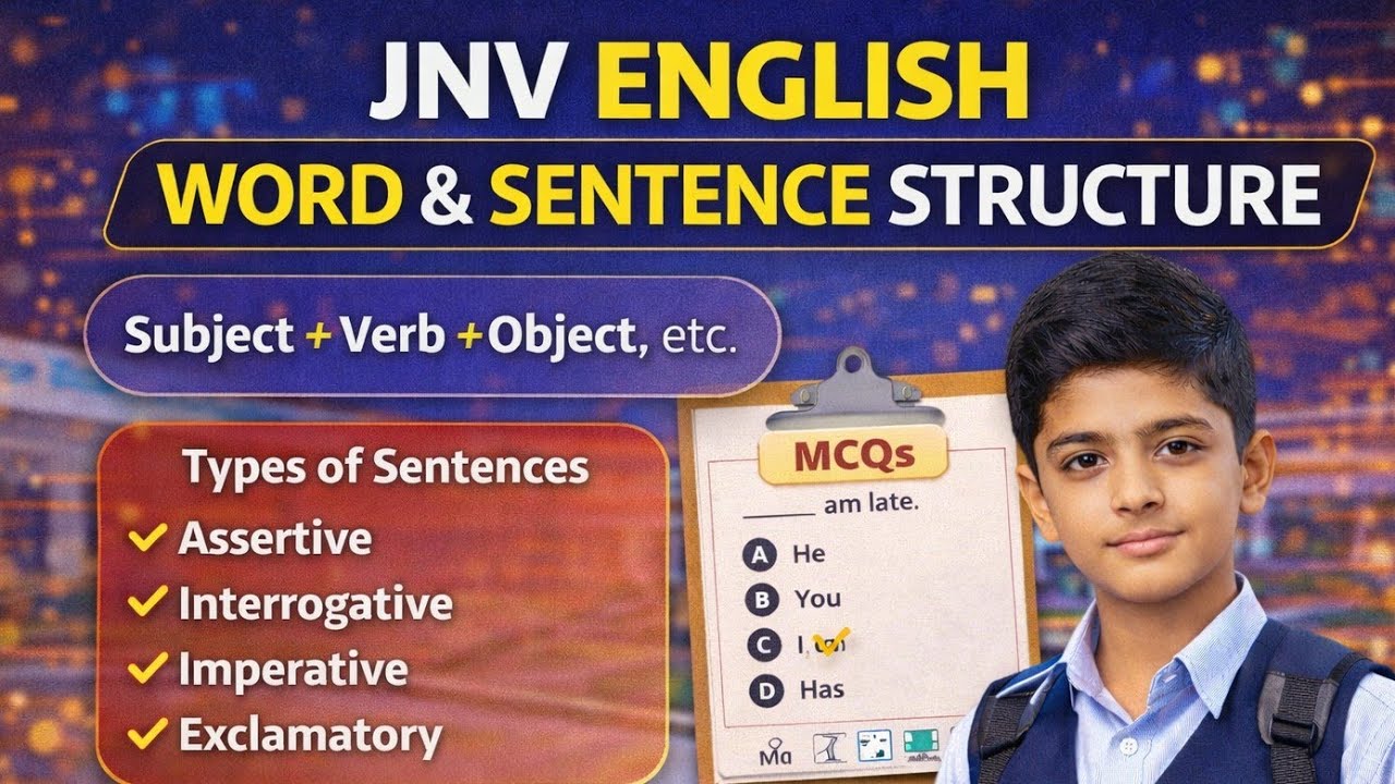 Word & Sentence Structure | JNV Class 9 English 2026 | Grammar Rules ...