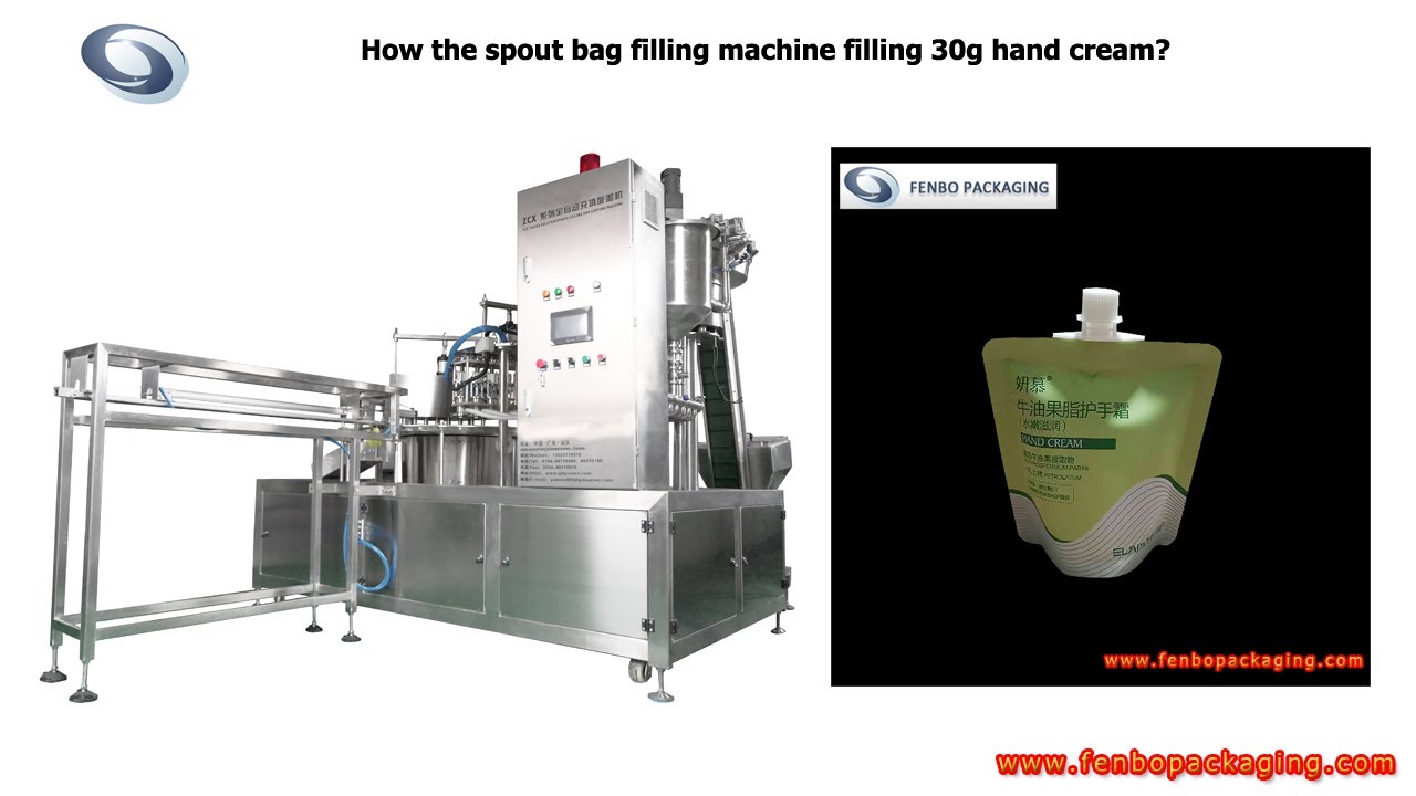 How the spout bag filling machine filling 30g hand cream? - YouTube