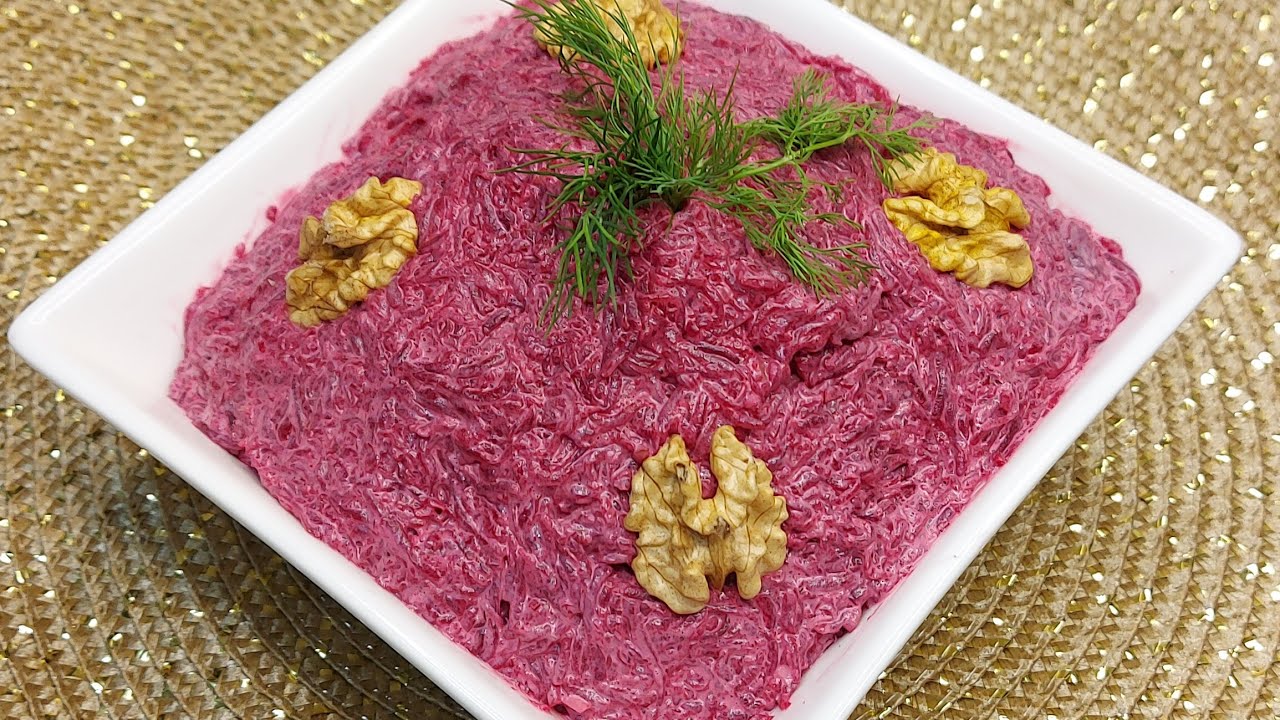 🟣 Qozlu, sarımsaqlı Çuğundur salatının hazırlanması. - YouTube