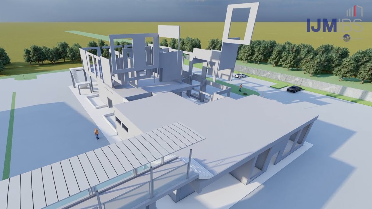 IJM IBS Factory Office Precast Installation Concept - YouTube