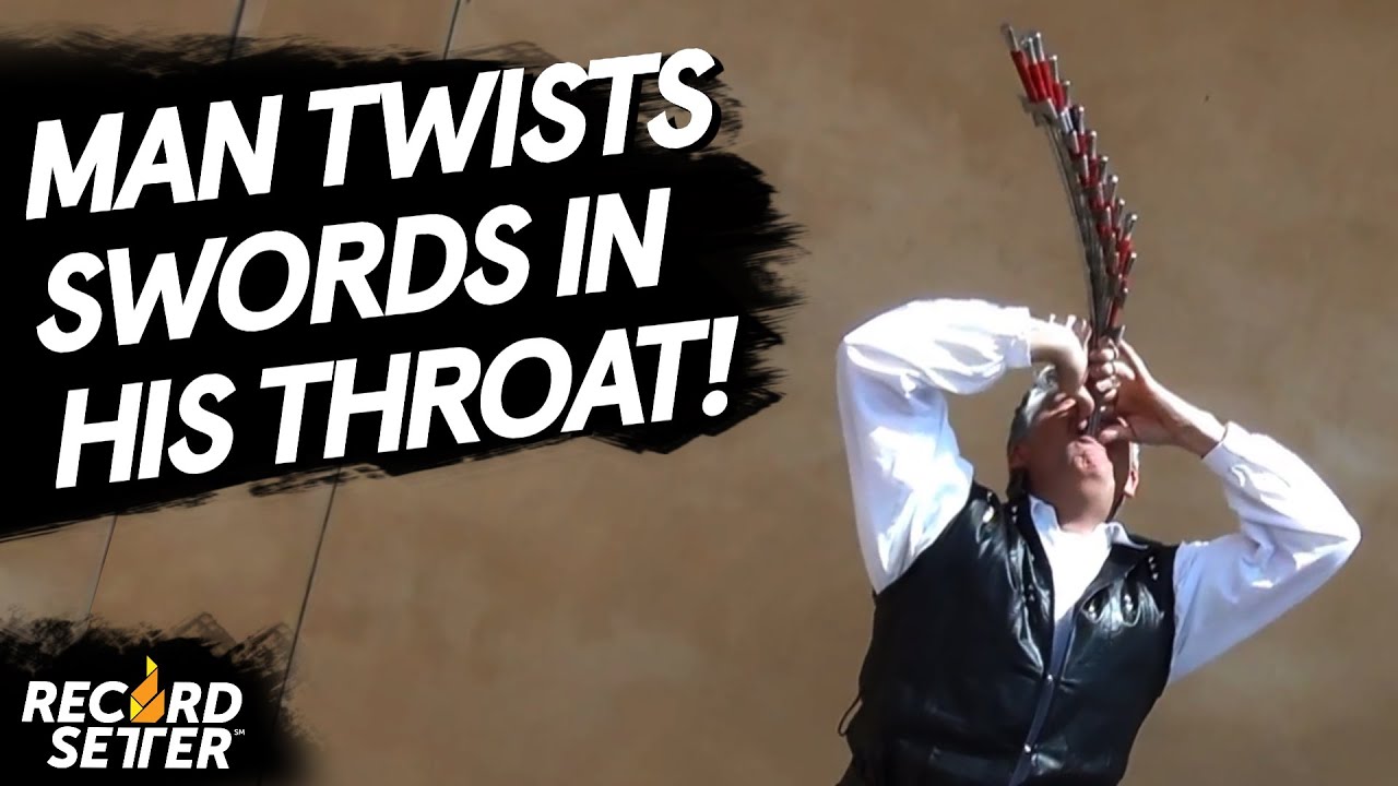 Most Swords Swallowed And Twisted In Throat! - YouTube