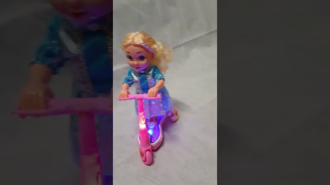 Toy Frozen Elsa Doll Scooter Bike Moving Song Flashing Lights Sound ...