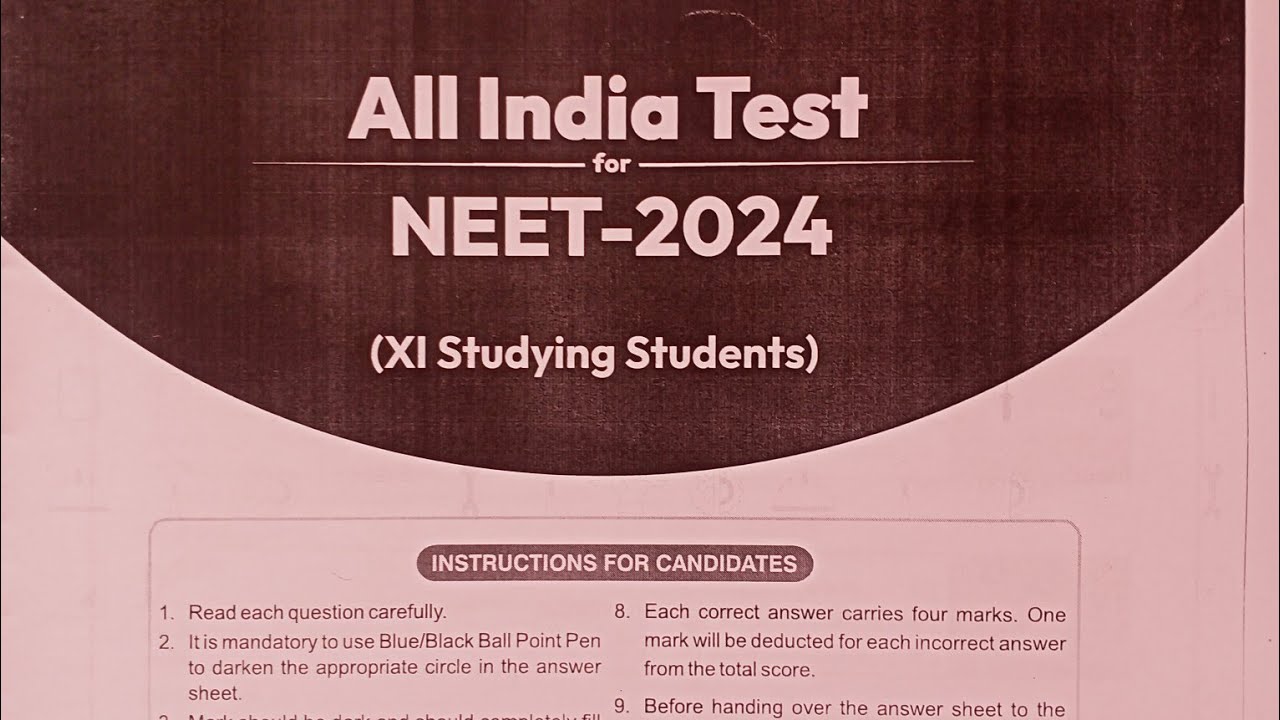 Aakash Institute/All India Test(AIT) || NEET-2024,Class-11th || Booklet ...