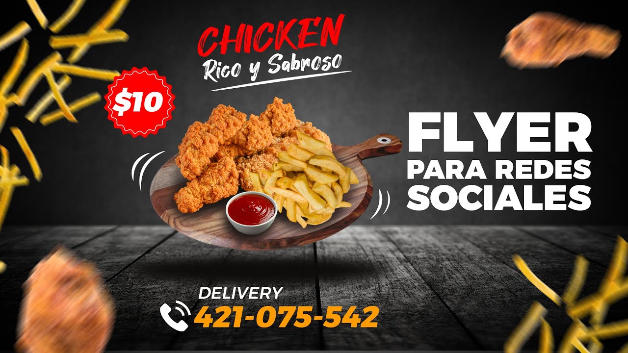 Photoshop Tutorial 🍗 Flyer Pollo Frito Chicken ¿Cómo diseñar para Redes ...