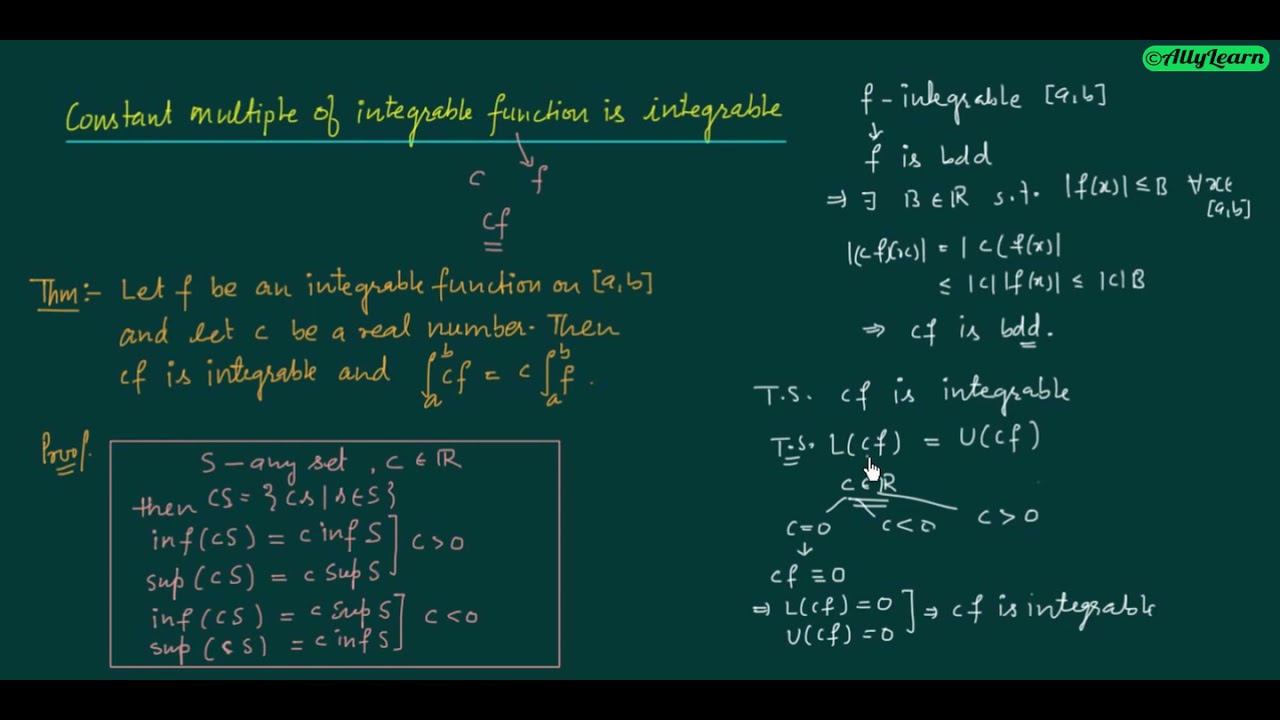 15 Properties Of The Riemann Integral Constant Multiple Of An Integrable Function Is