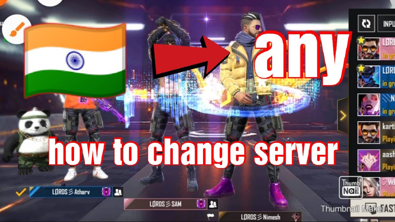 How to change server in free fire | how to change indian server to any ...