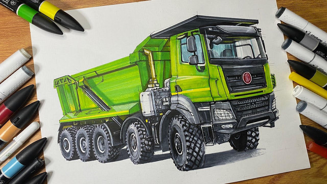 Drawing TATRA Phoenix 10x10 Dump Truck - YouTube