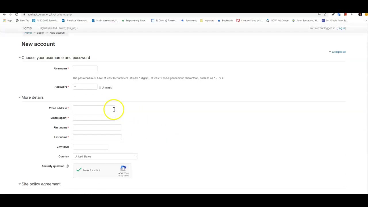 Create an account in Moodle - YouTube