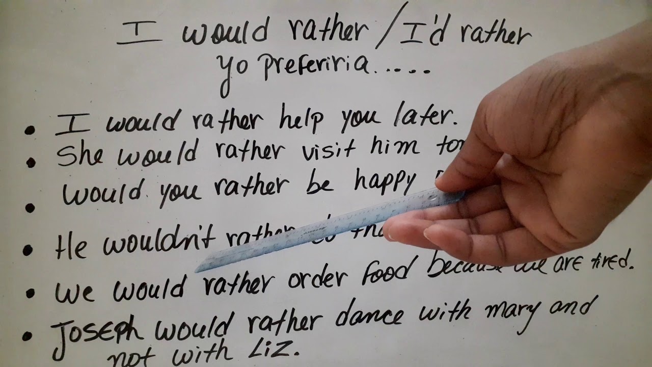I WOULD RATHER/ I'D RATHER : YO PREFERIRIA - YouTube
