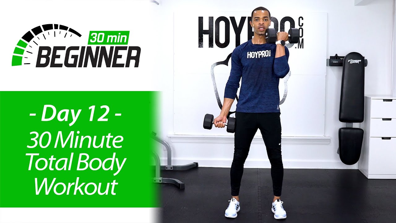 30 MIN BEGINNER Full Body Home Workout (with Dumbbells) | BEGINNERS 12 ...