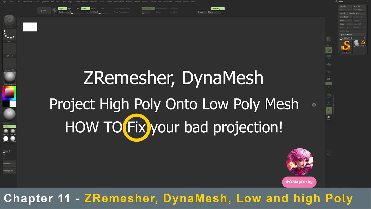 Chapter 11 - ZRemesher, DynaMesh, Fix High Poly | Dicky's ZBrush ...