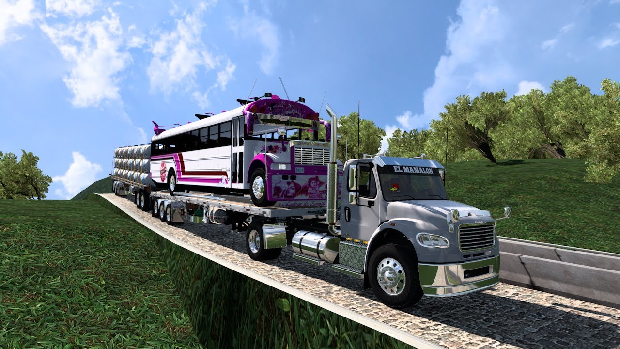 Manejando Una Freightliner M2 Con Doble Remolque En El Mapa Extremo De ...