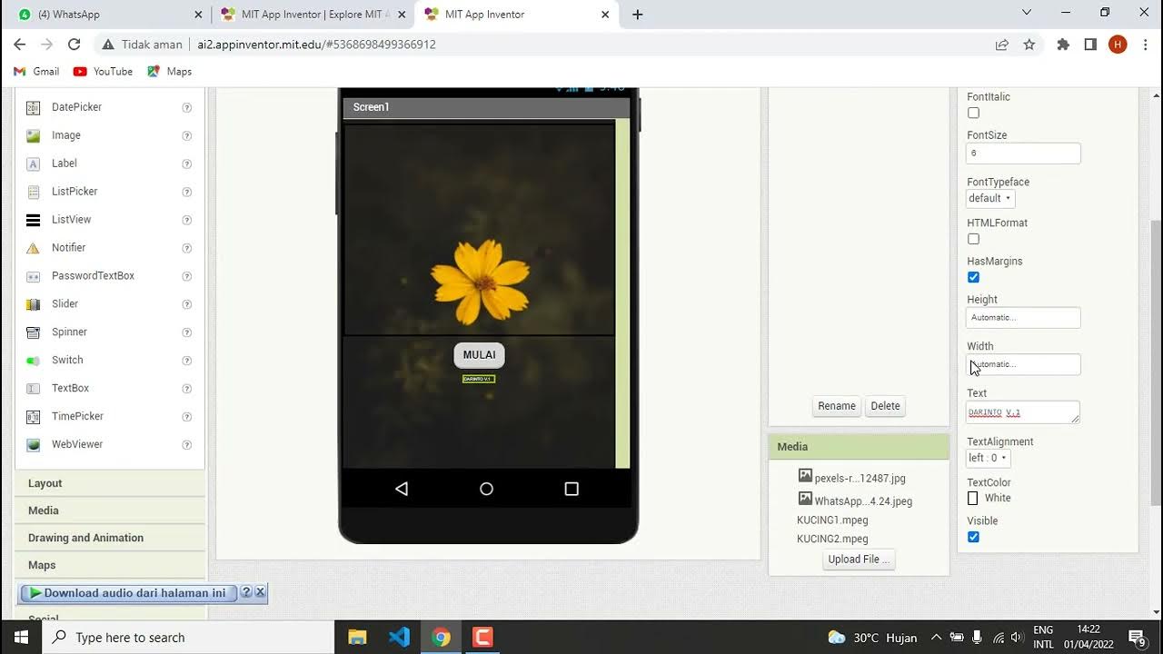 TUGAS 1 PEMROGRAMAN MOBILE "MEMBUAT APLIKASI ANDROID DENGAN MIT APP ...