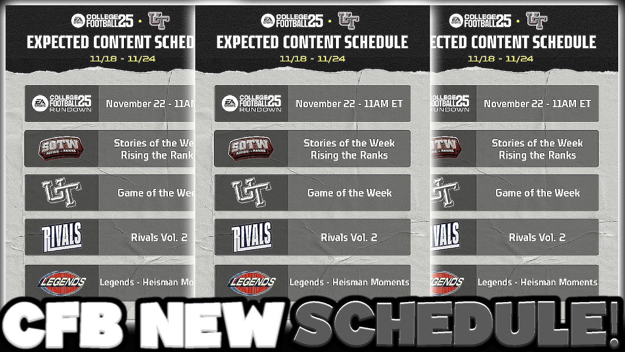 NEW CFB 25 CONTENT SCHEDULE! CFB 25 ULTIMATE TEAM NEW CONTENT! - YouTube