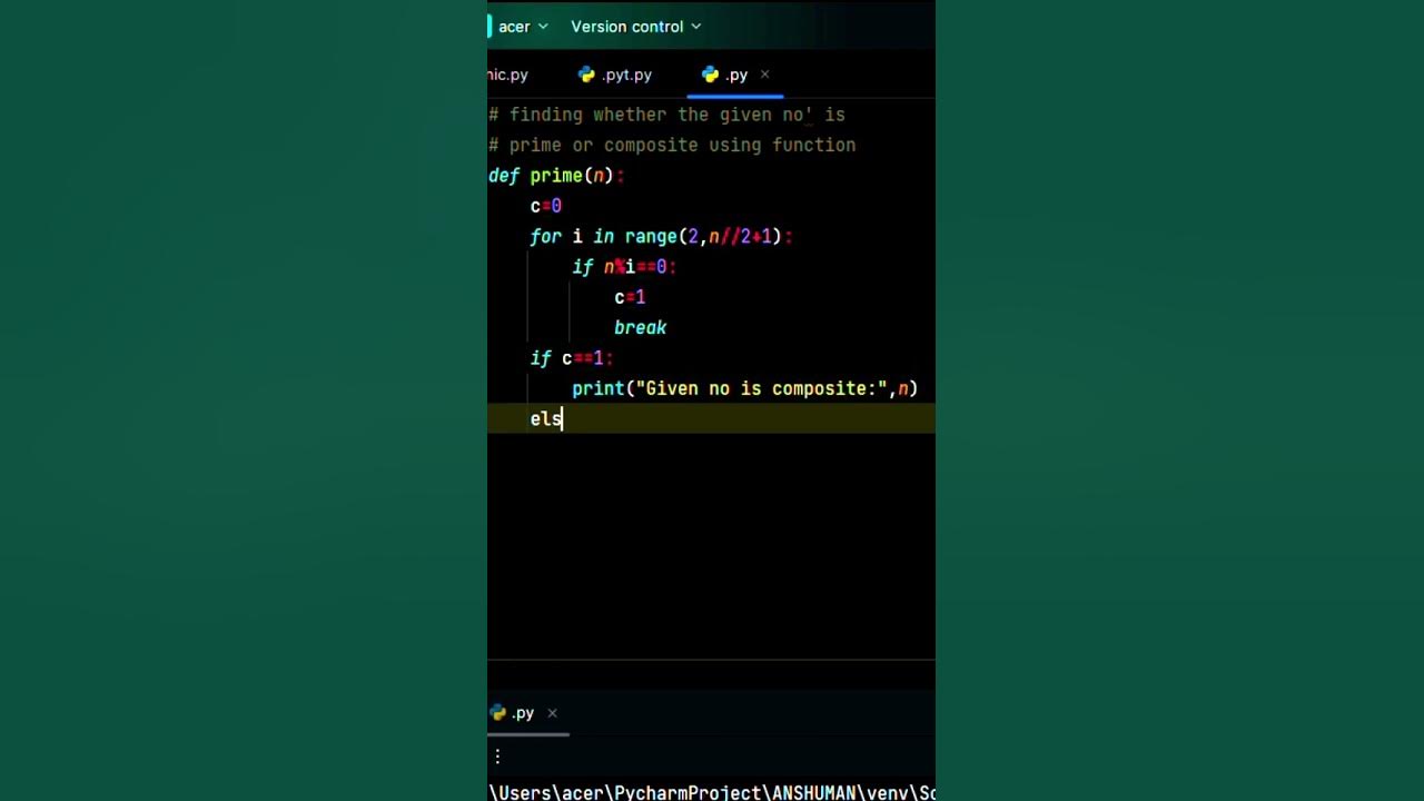 Finding the given no is prime or composite using Function #coding # ...