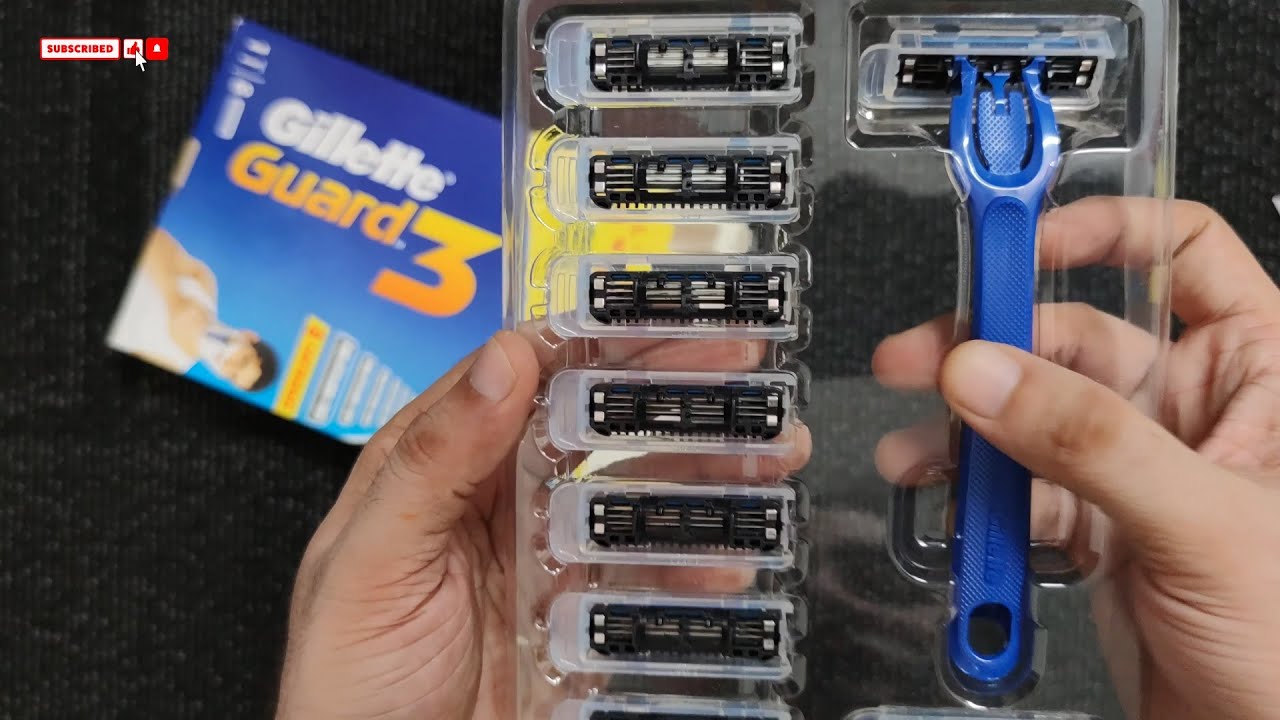 GILLETTE Guard 3 Single Razor with 8 Blades (Pack of 9) - YouTube