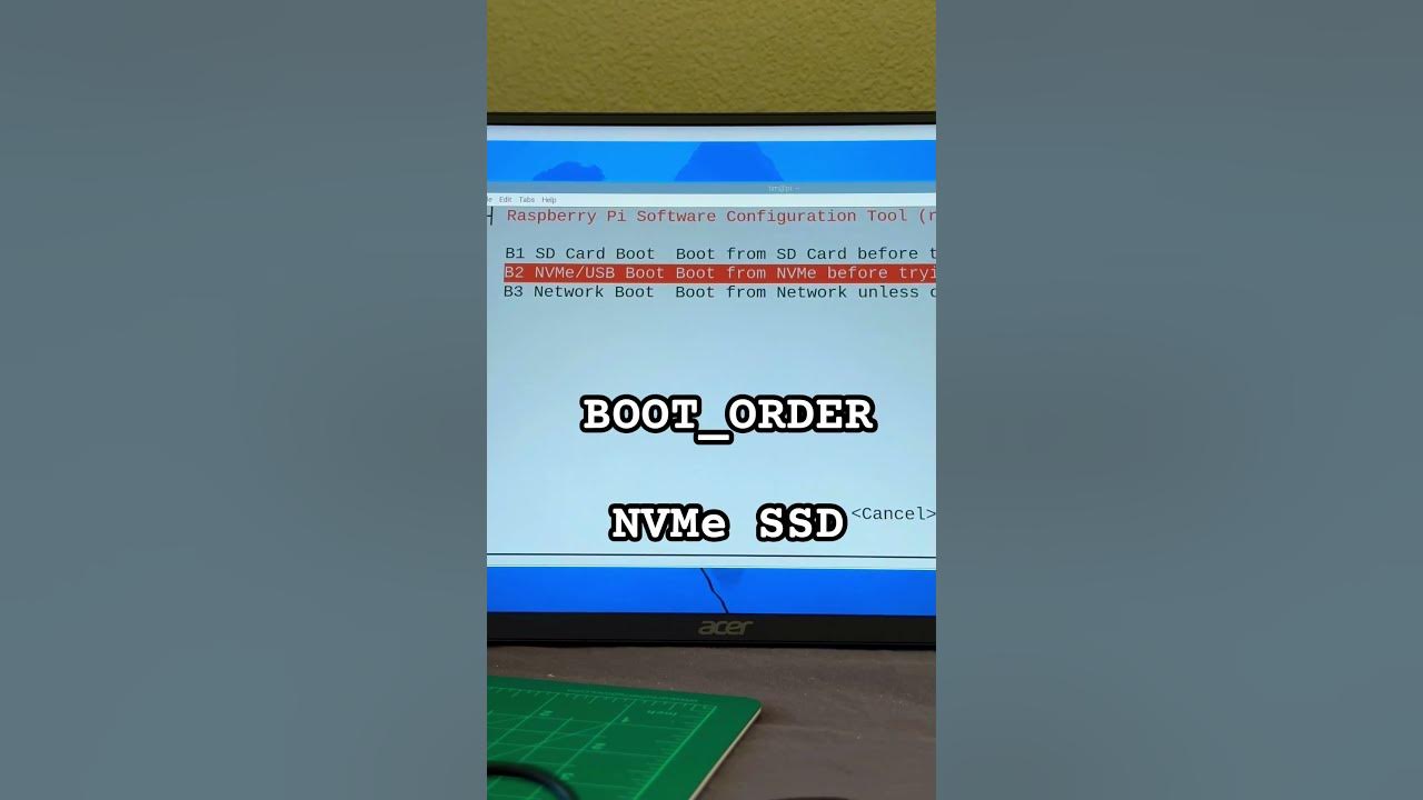 How to change the BOOT_ORDER on a Raspberry Pi with a RPI HAT+ to boot from the NVMe SSD. - YouTube