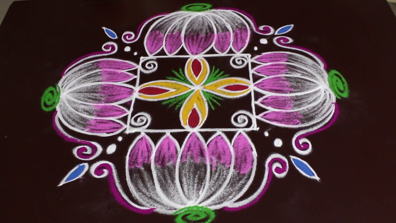 Rangoli Art | diwali lotus rangoli | Easy Rangoli Designs with Kolam by ...