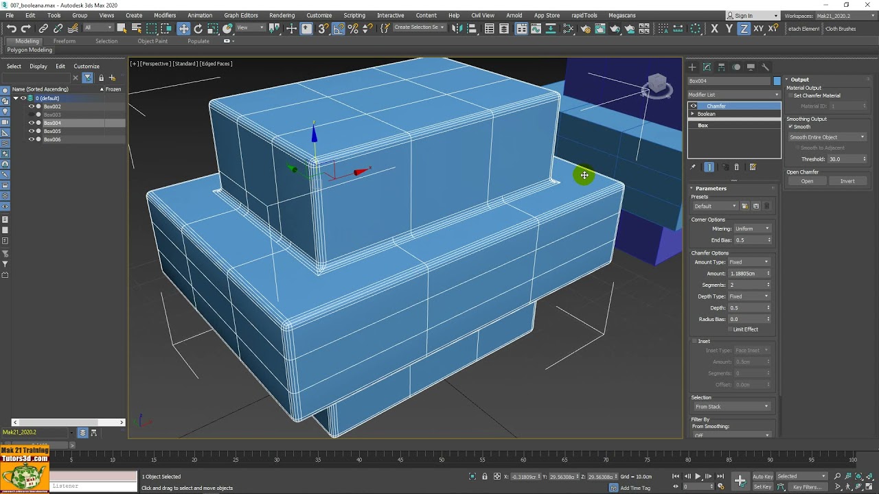 3ds max Chamfer e Booleane - YouTube