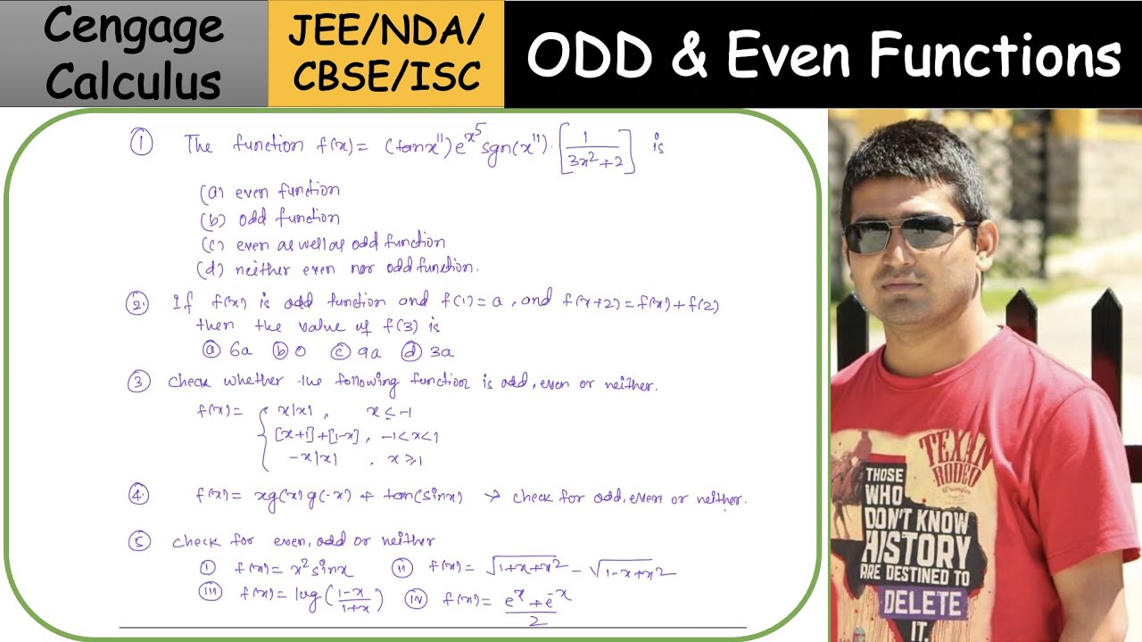 Odd and Even functions | Cengage Calculus | Lecture -13 - YouTube
