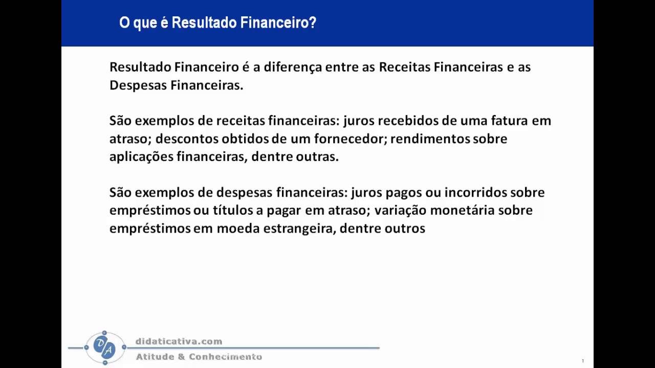 O que é Resultado Financeiro - YouTube