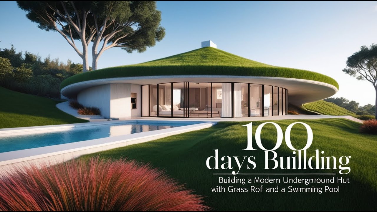 100 Days Building A Modern Underground Hut With A Grass Roof And A ...