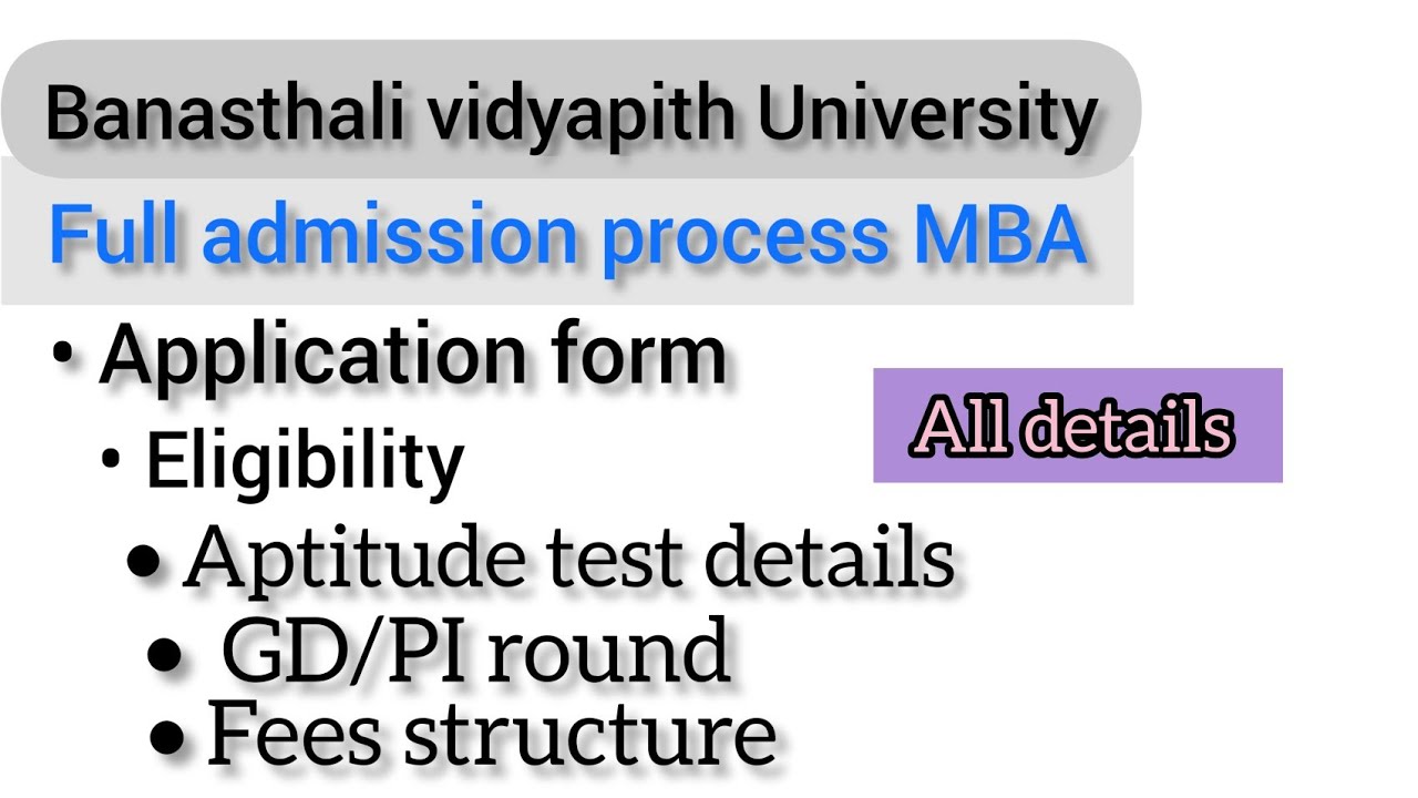 Mba Admissions process @banasthalividyapith8188 - YouTube