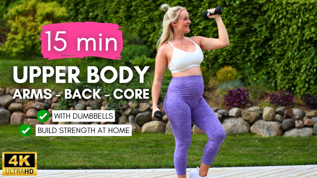 15 MIN UPPER BODY WORKOUT | Dumbbell Workout | Arms, Back and Core ...