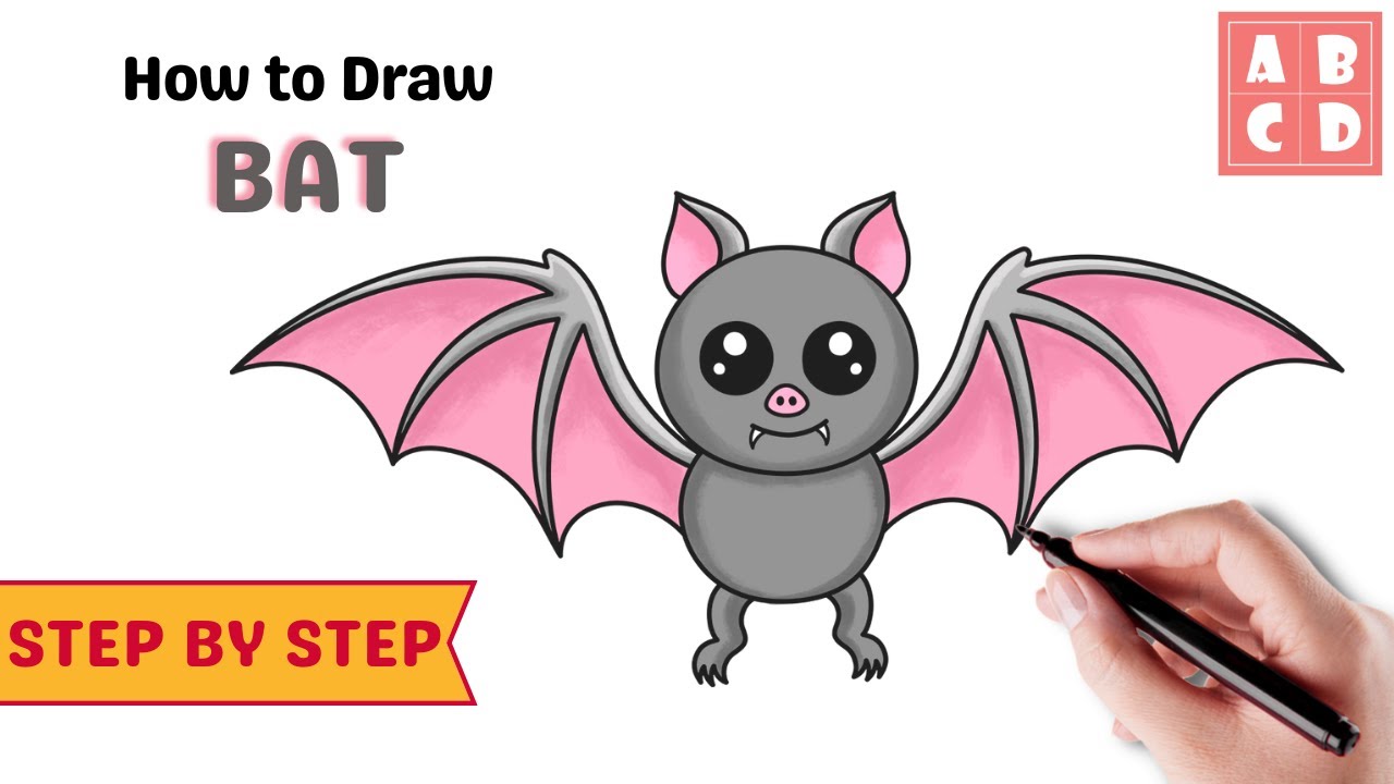 How to Draw a Bat Easy- Halloween Drawing 🦇 | AnyBodyCanDraw with Sata ...