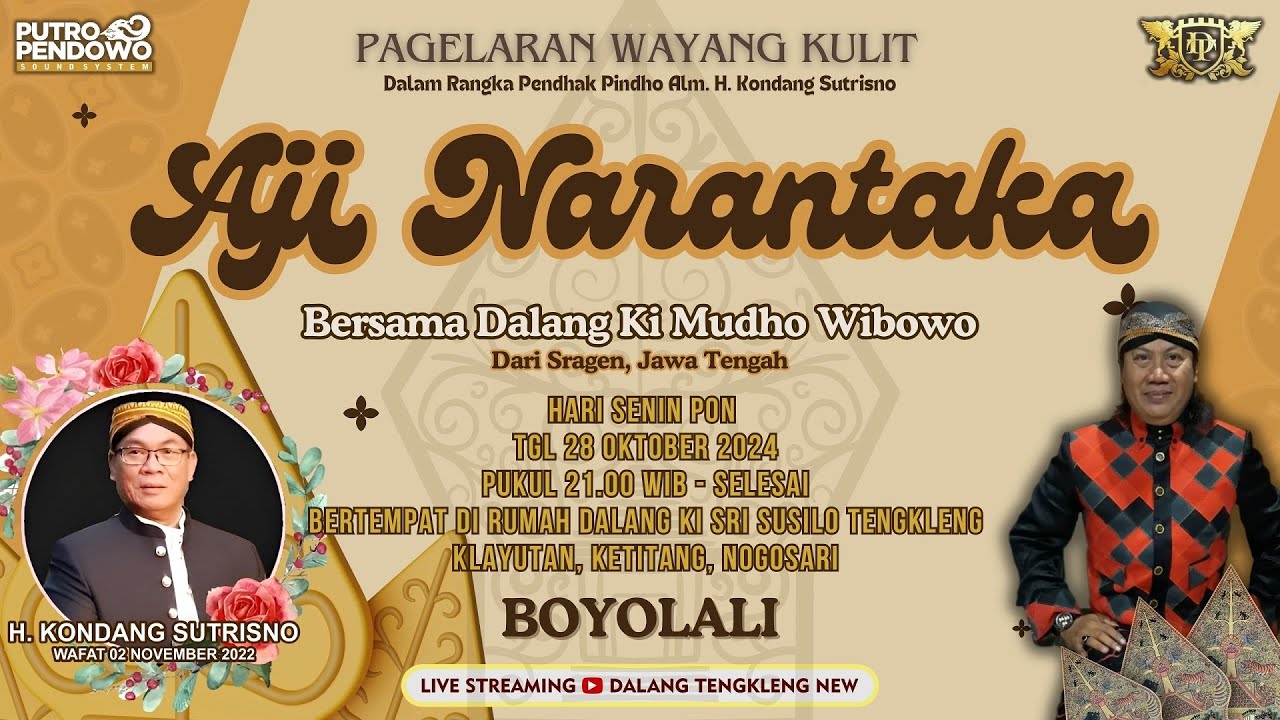 #LIVE WAYANG KULIT || KI MUDHO WIBOWO | AJI NARANTAKA - YouTube