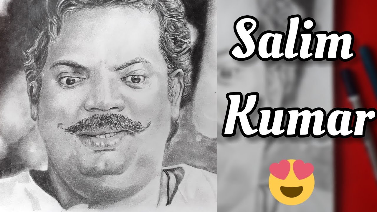 Pencil drawing of Salim Kumar - YouTube