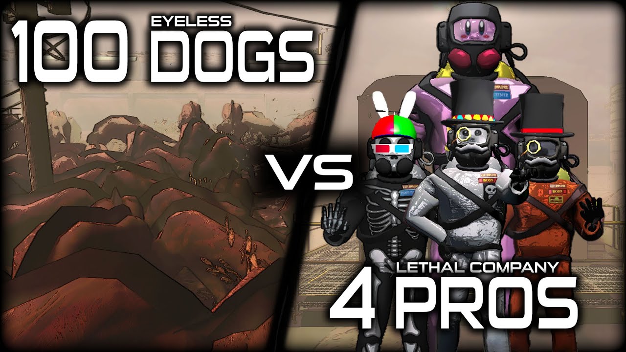 100 EYELESS DOGS VS 4 LETHAL COMPANY PROS - YouTube