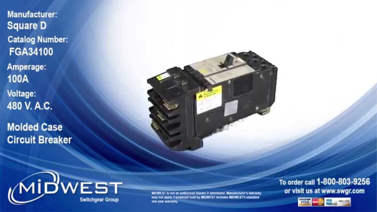 Square D FGA34100 Circuit Breaker - For Sale - YouTube