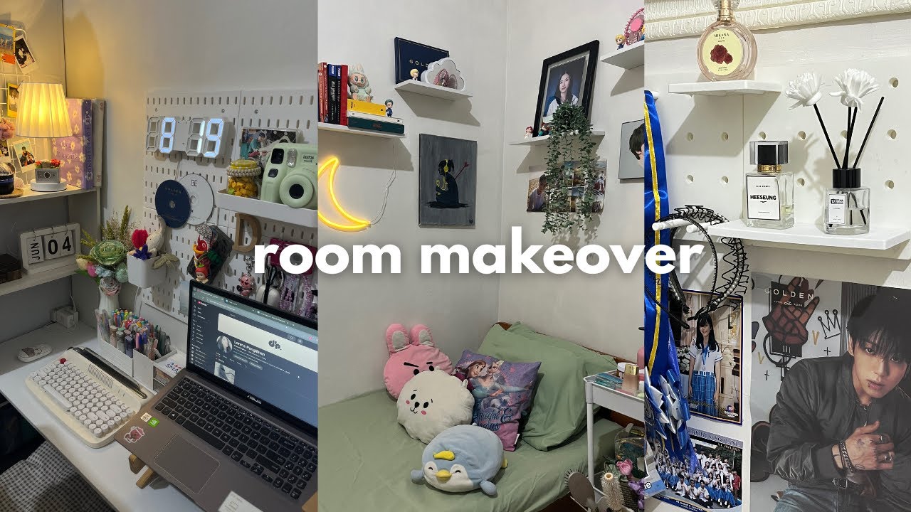 aesthetic small room makeover 🌙 cozy, cleaning, unboxing, decorating ...