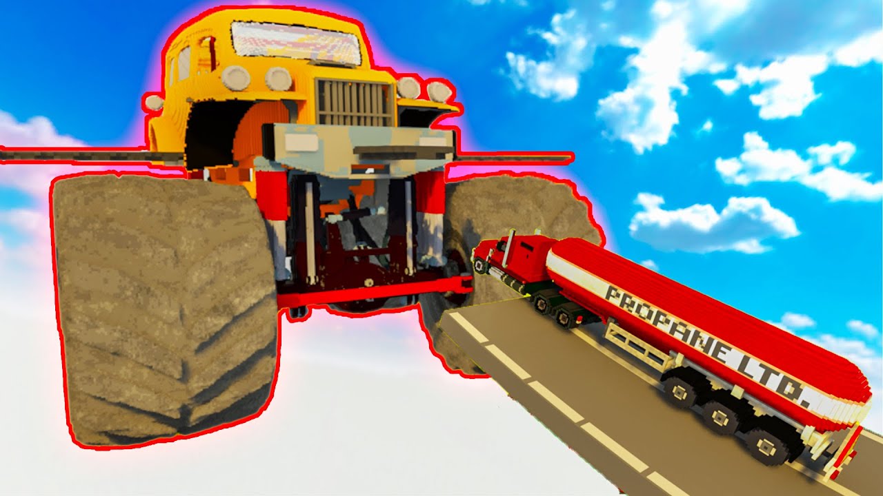 Cars vs Monster Truck in Teardown - YouTube
