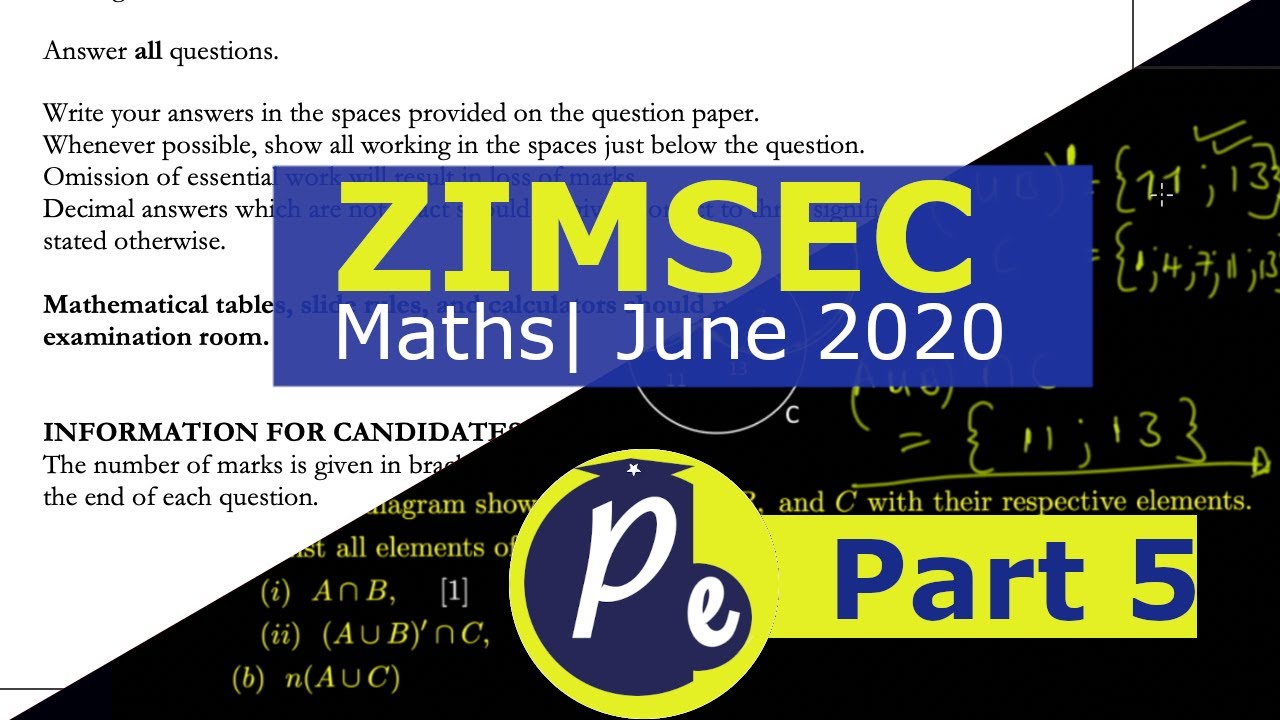 ZIMSEC O'Level Maths| June 2020 Paper 1| Part 5 - YouTube