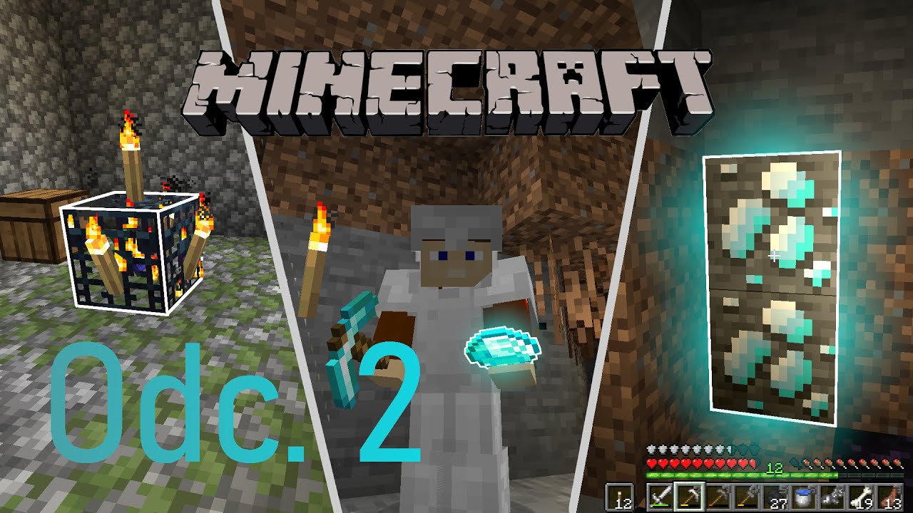 Pierwsze diamenty i lochy | Minecraft Survival E02 - YouTube