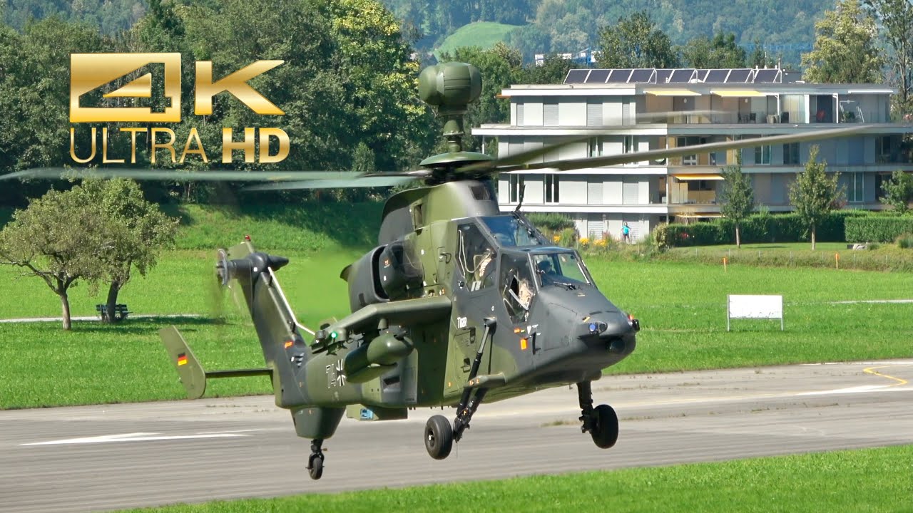 (4K) 2 Eurocopter EC-665 Tiger UHT German Army 74+48 74+53 arrival ...