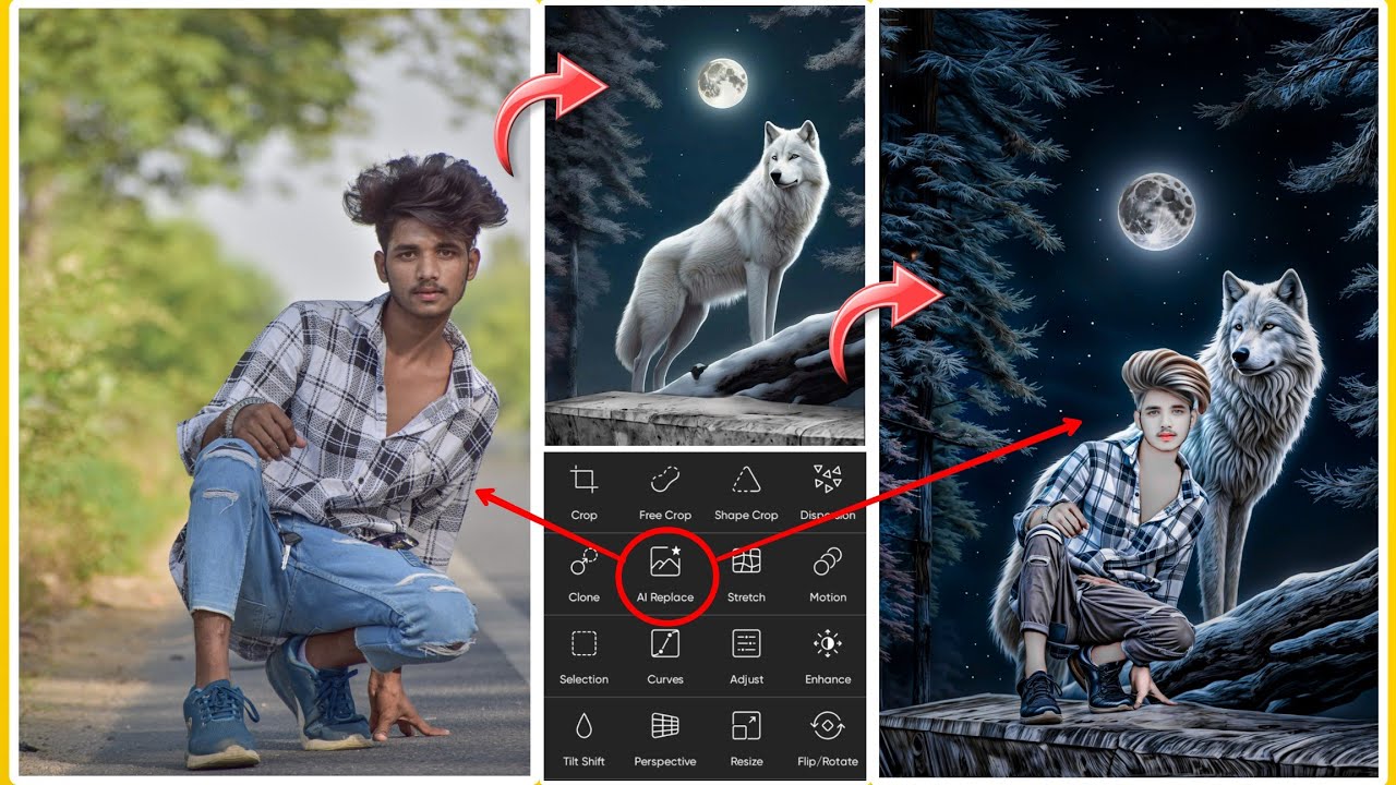 भेड़िया ke sath background change 😲 Full HD quality photo editing 👉 ...
