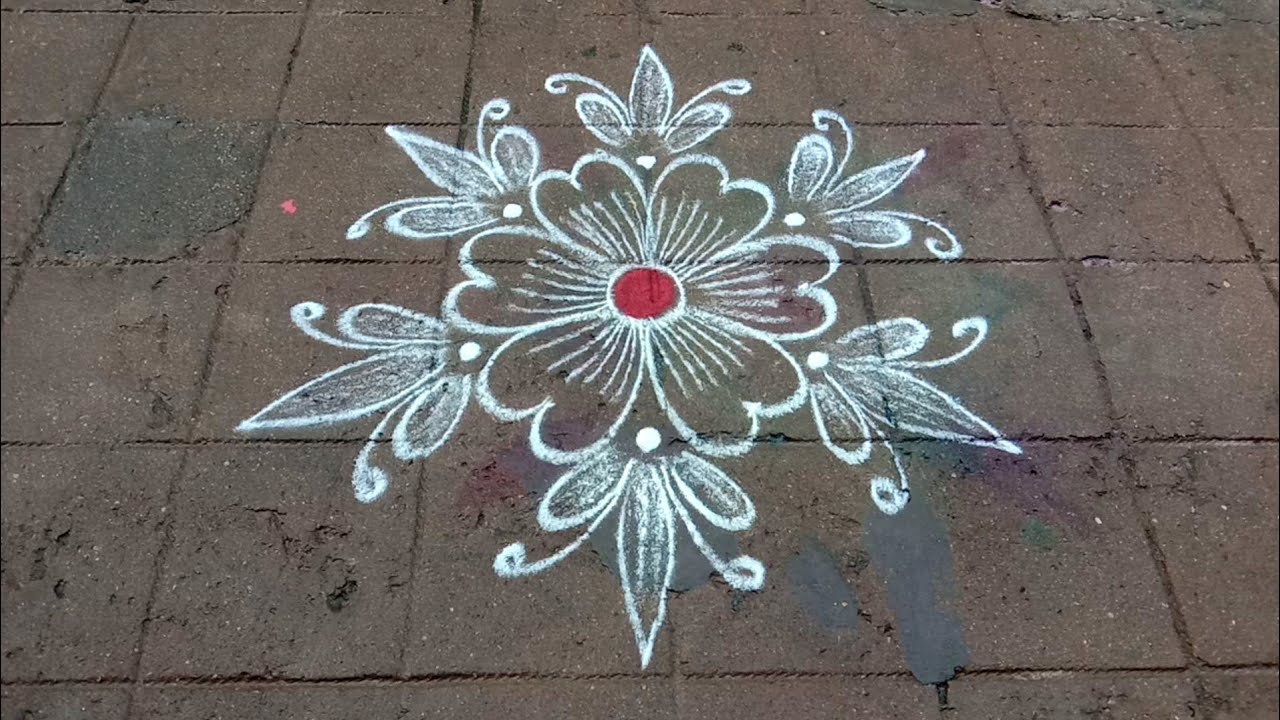 Friday beautiful flower rangoli/Simple daily pookolam designs/Small ...