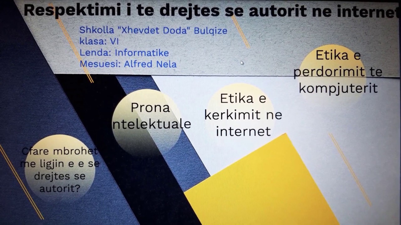 Respektimi i te drejtes se autorit ne internet. Kl. 6. Shkolla ...