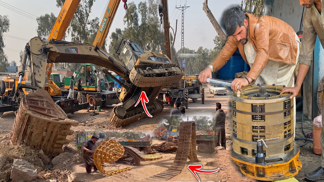 Excavator Chain Track Repairing & Fitting Process | How To Fitting ...
