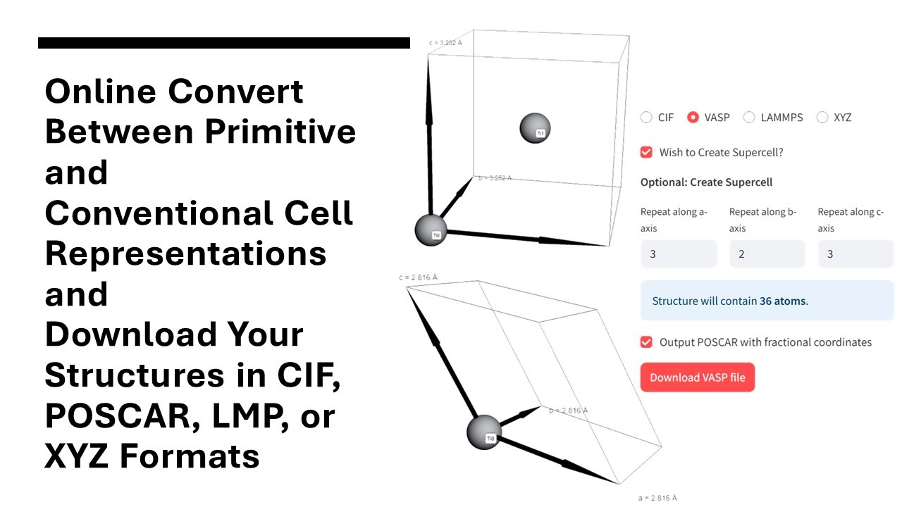 Primitive and Conventional Crystal Structure Cells: Online Conversion ...