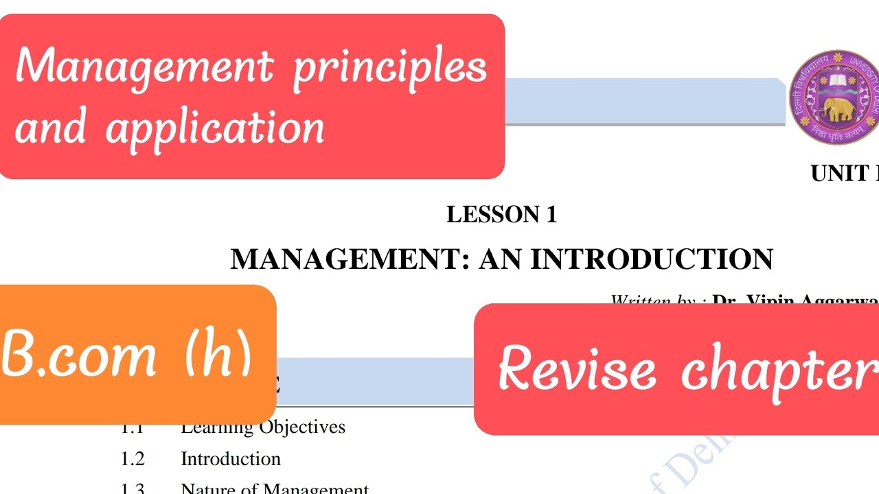 Management principles and applications chapter 1 || b.com honours - YouTube