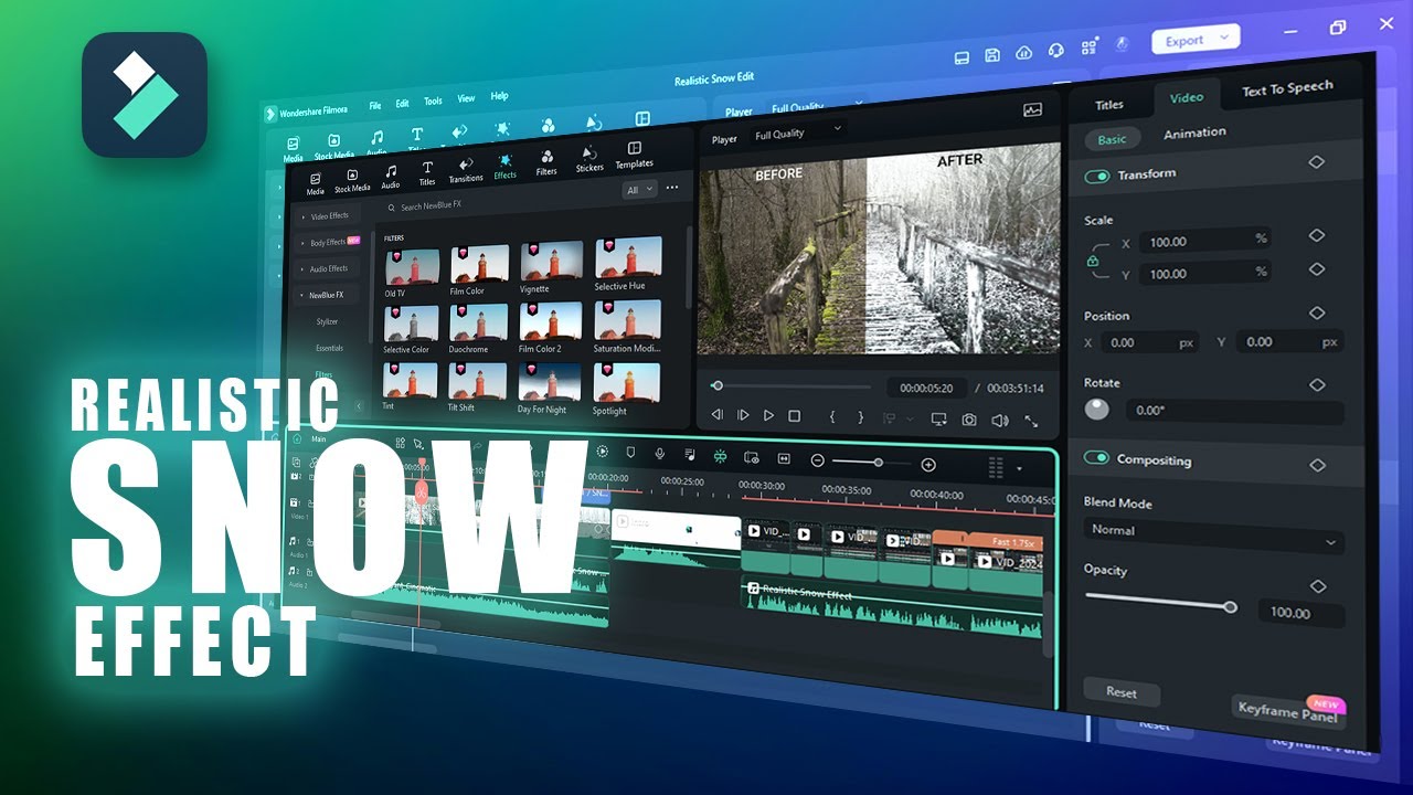 FILMORA Realistic Snow Effect - YouTube